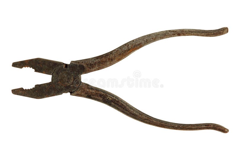 Old Metal Pliers Isolated on White. Stock Photo - Image of work, steel ...
