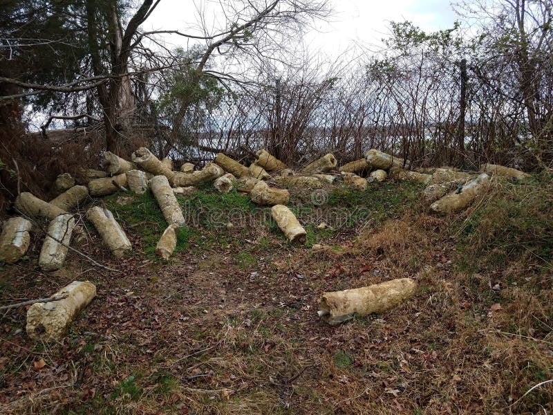 Old Metal Poles or Signs with Cement on Ground Stock Image - Image of ...