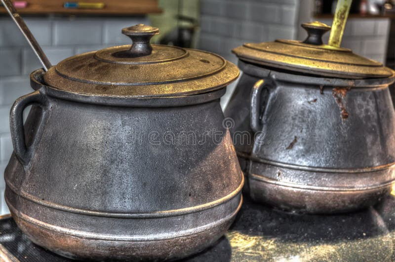 Old metal pots stock image. Image of utensil, saucepan - 61341195