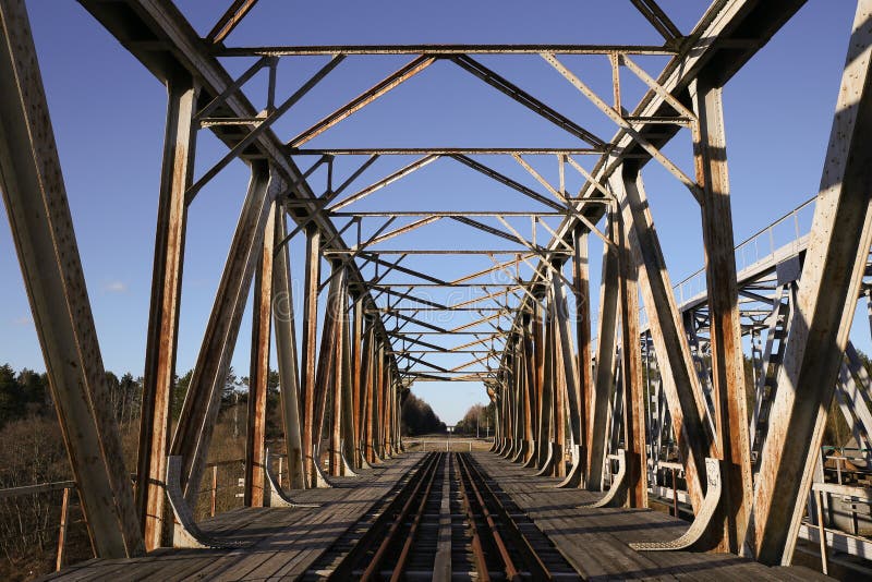 Old Metal Railroad Bridge Construction Stock Image - Image of nature ...