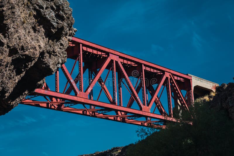 Old metal railway bridge stock photo. Image of crossing - 217193338