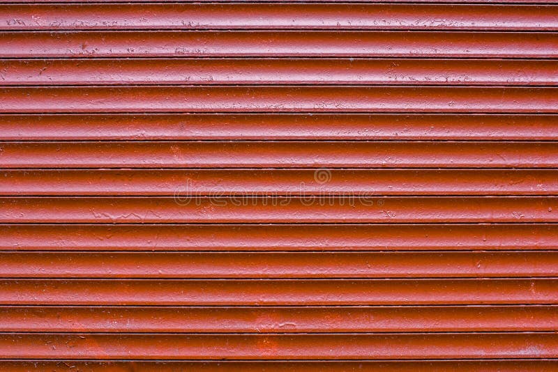 Old Metal Red Orange Shutters with Peeling Paint. Horizontal Lines ...