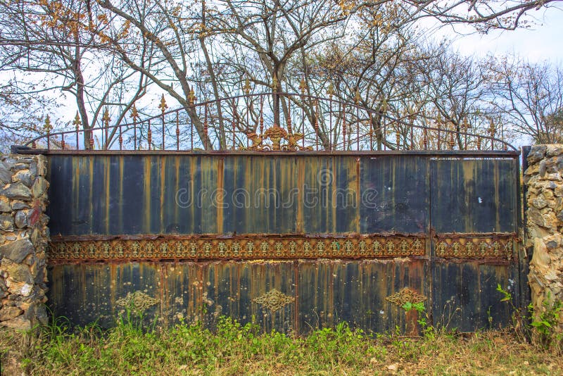 Old metal rusty gate stock image. Image of brown, fall - 92419075