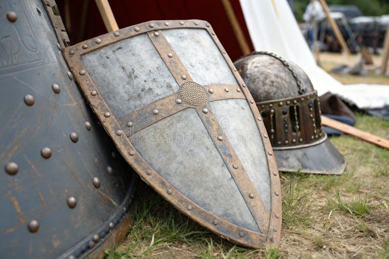 Old Metal Shield â€ Armor Background with Rivets Stock Illustration ...