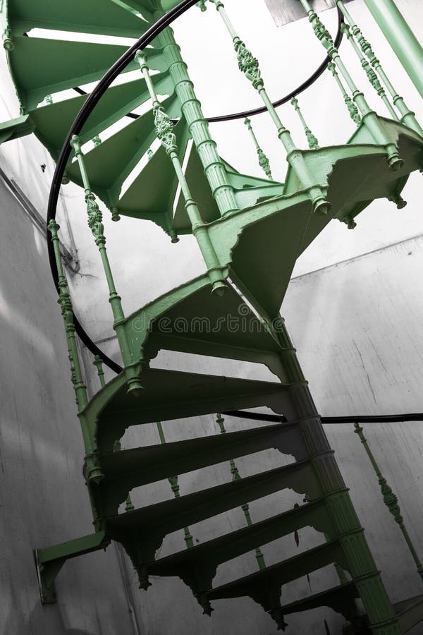 Old Metal Spiral Stair in a Factory Stock Photo - Image of hypnosis ...
