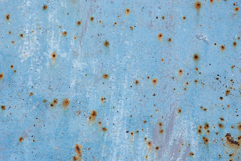Old Metal Surface with Rust Spots, Blue Background. Stock Photo - Image ...