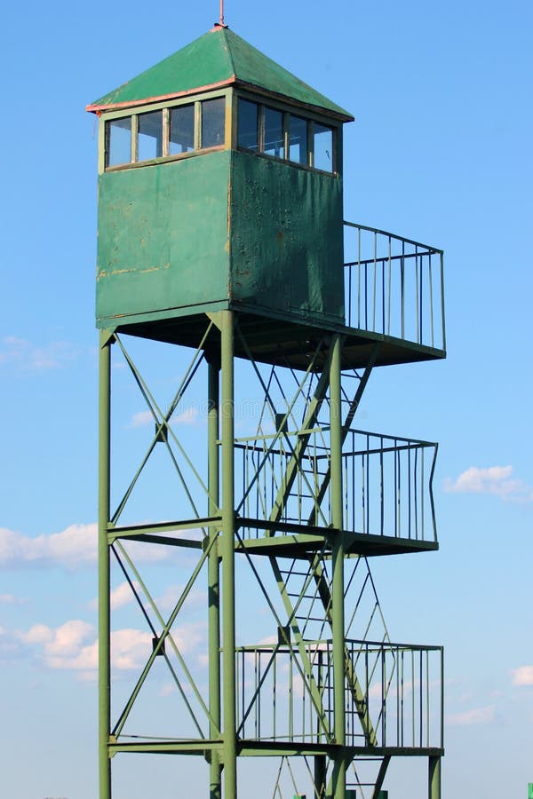 Old Metal Watchtower Against Blue Sky Stock Photo - Image of deck ...