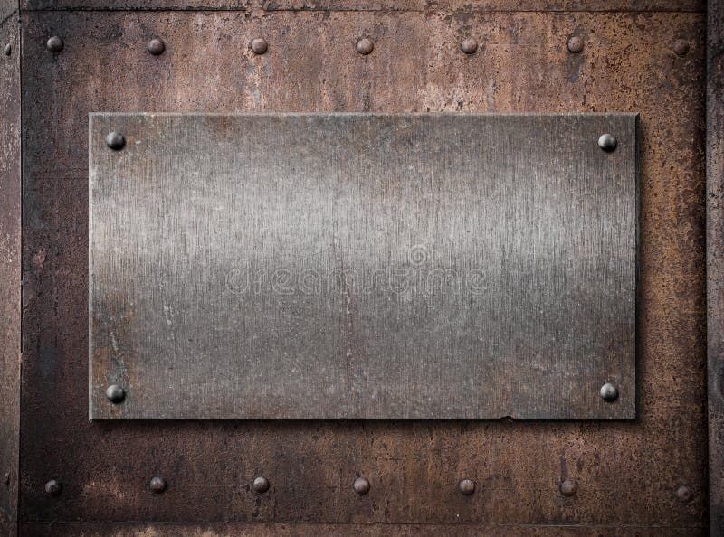 Old Metallic Plate Over Rust Metal Background Stock Image - Image of ...