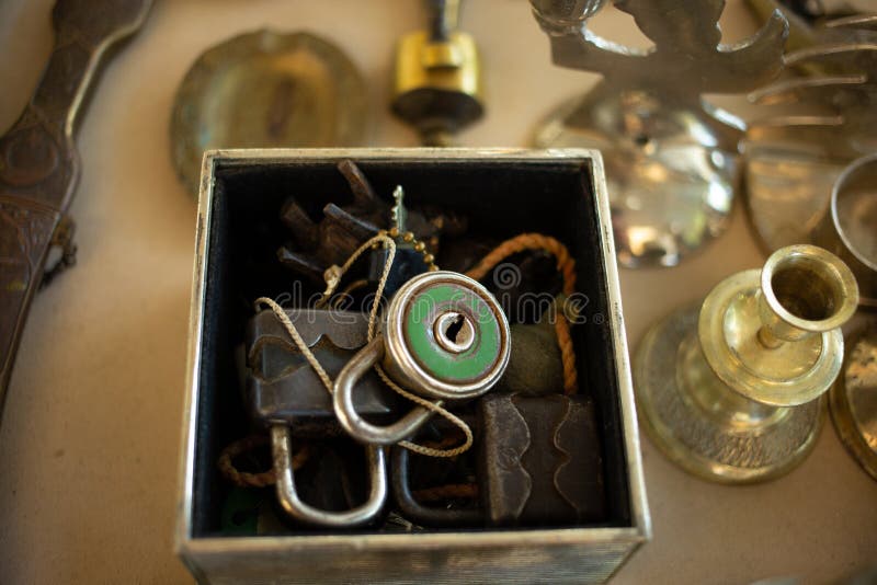 Old Metallic Rust Locker on Flea Market into Carton Box. Turkey Stock ...