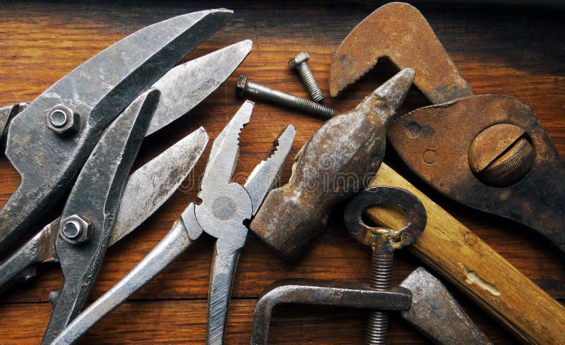 Old Metalwork Tools Workshop Stock Photo - Image of pliers, background ...