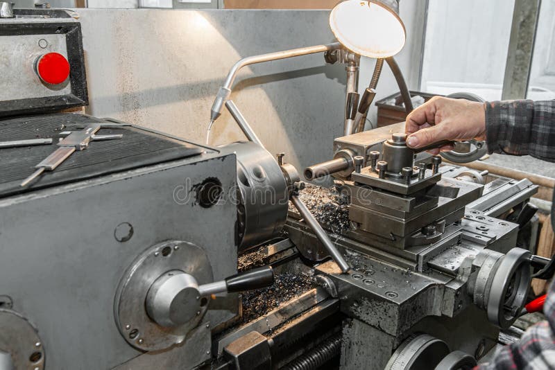 Old Metalworking Machine is Working. Turning Production Stock Image ...