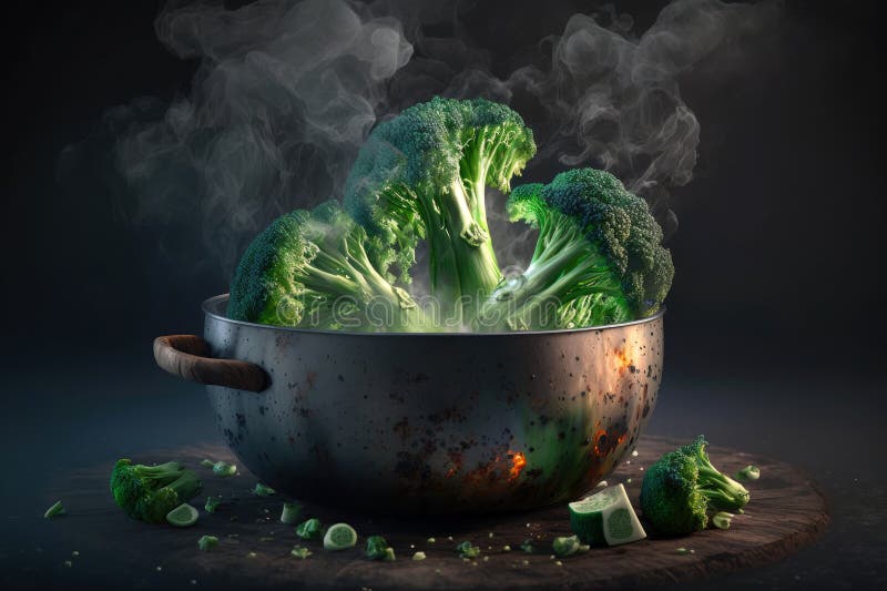 The Old Method of Boiling Broccoli Stock Illustration - Illustration of ...