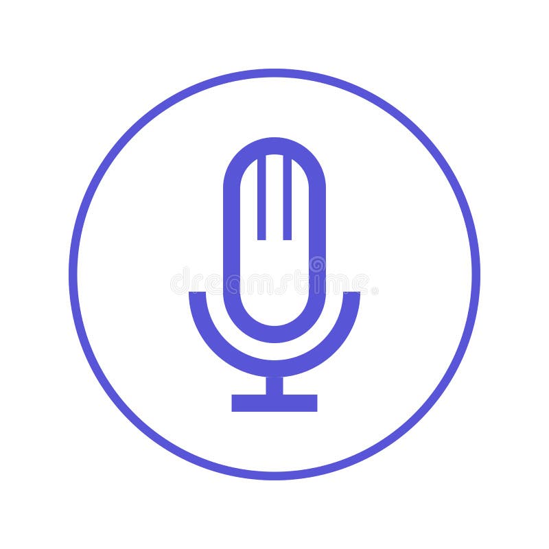 Old Microphone Circular Line Icon. Round Sign. Flat Style Vector Symbol ...