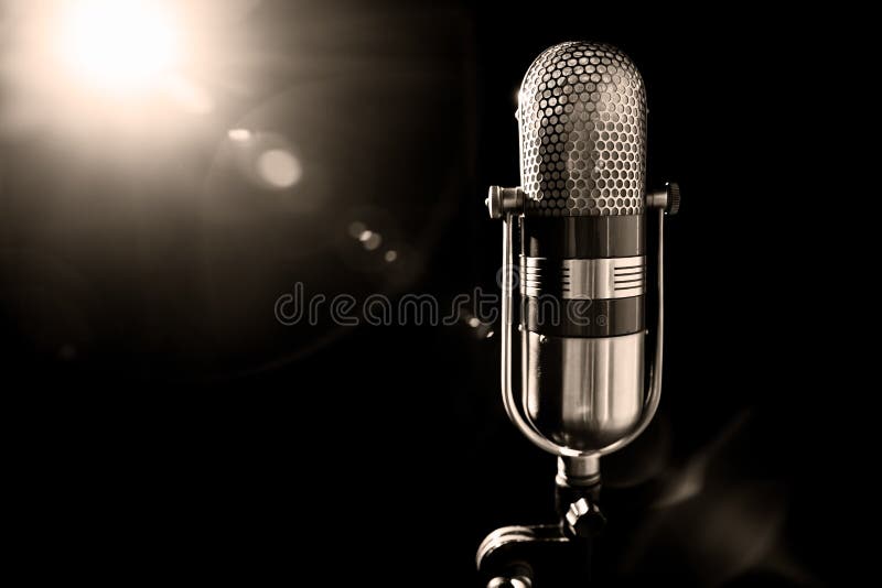 Vintage Microphone on Black Stock Photo - Image of retro, live: 4568152
