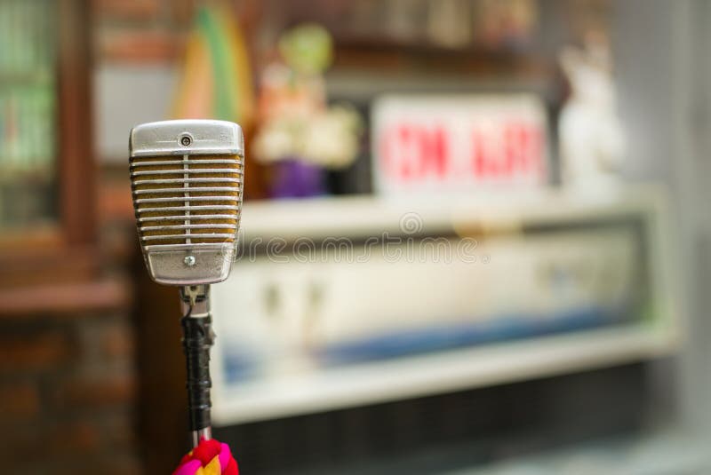 The Old Microphone in the Recording Room. Stock Image - Image of sound ...