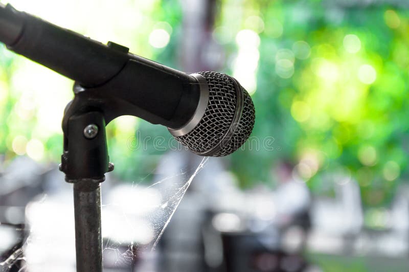 Old Microphone on the Stage Wasteful Abandoned Stock Image - Image of ...