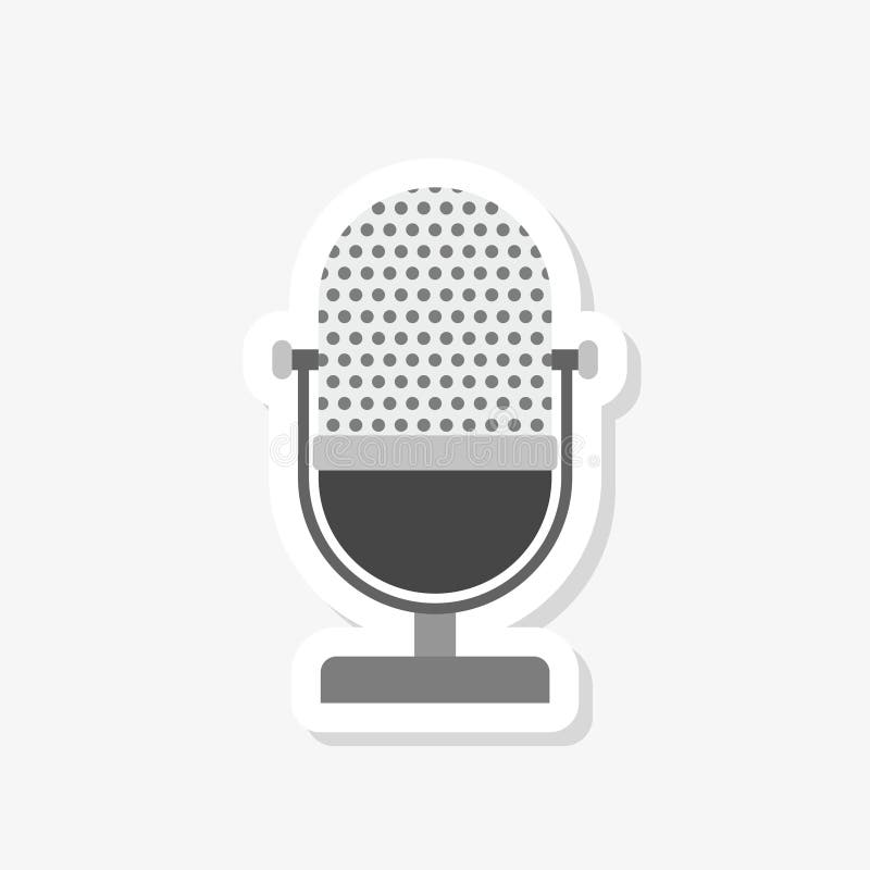 Old Microphone Sticker, Mic Filled Flat Sign for Mobile Concept and Web ...
