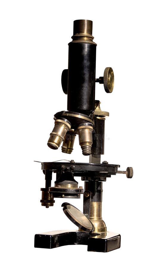 Old microscope isolated stock photo. Image of education - 36329078