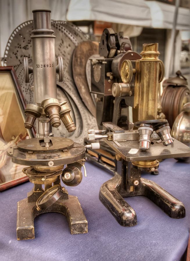 Old Microscopes in an Italian Antique Market Stock Image - Image of ...