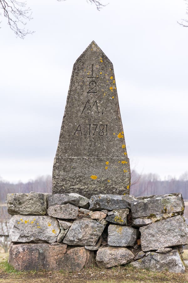 An Old Milestone in Granit Stone with Text 1781 Stock Image - Image of ...