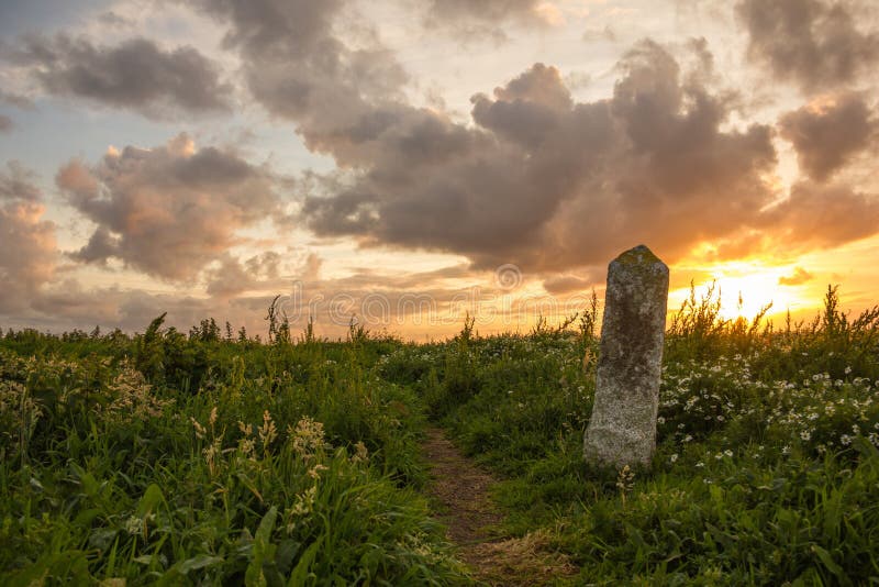 Old Milestone at Sunset. Ireland Stock Photo - Image of guard, heritage ...