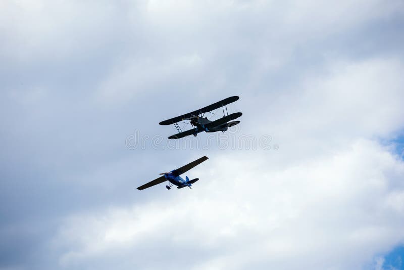 Old Military Aircraft Fly at Air Show Stock Image - Image of cloud ...