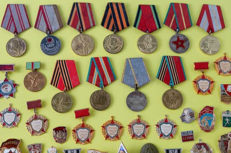 Military Medals. Collection Set of Different Soviet Medal for ...