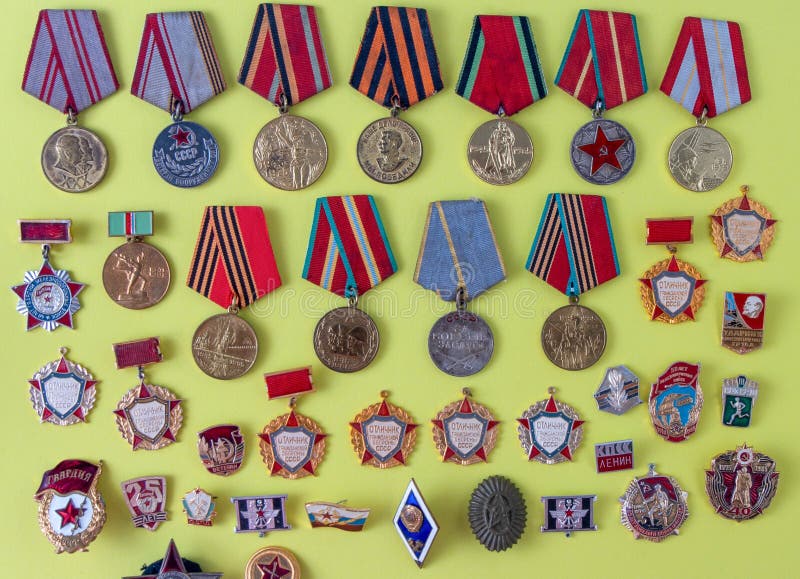 Military Medals. Collection Set of Different Soviet Medal for ...