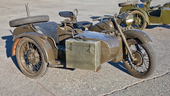 Old military motorcycle stock photo. Image of signal - 22042554
