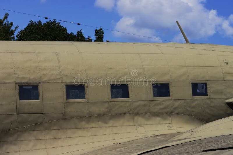 An Old Military Transport Plane Against the Sky. Stock Image - Image of ...