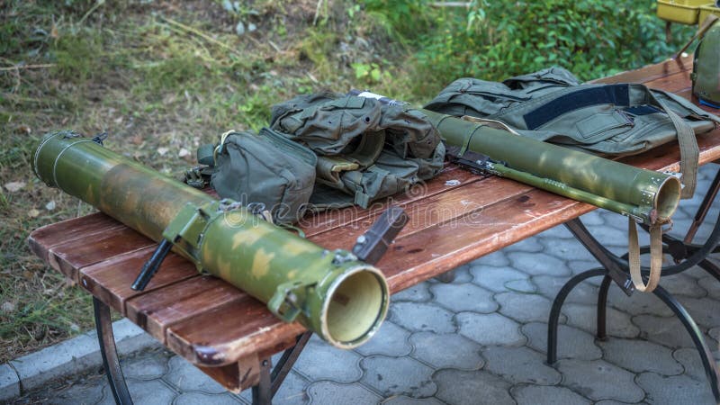 Old Military Weapons on Display.green Editorial Photo - Image of ...