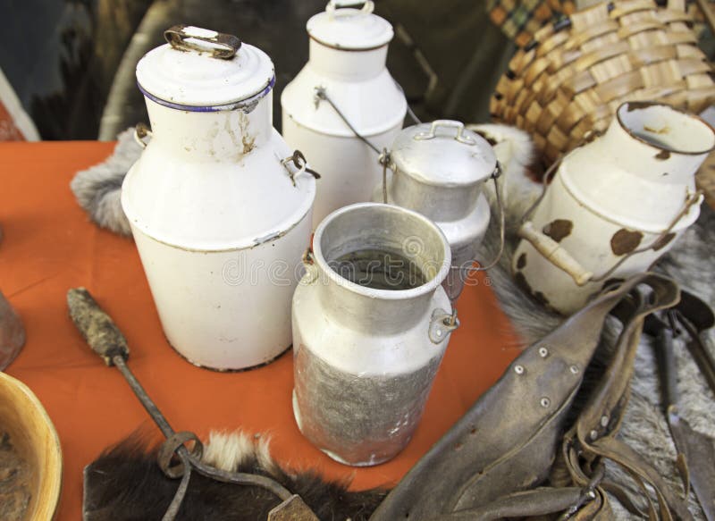 Milk Containers in Bucovina, Romania Stock Image - Image of organic ...