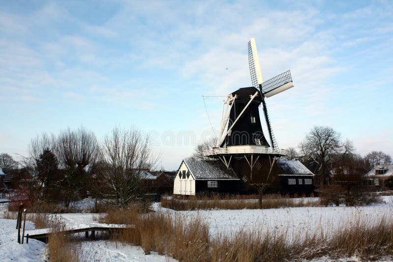 Old mill in winter stock image. Image of classical, mill - 23478865