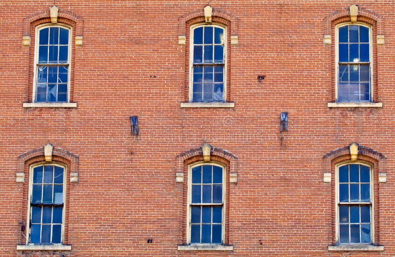 Old Mill Windows stock photo. Image of plant, brick, industrial - 96491904