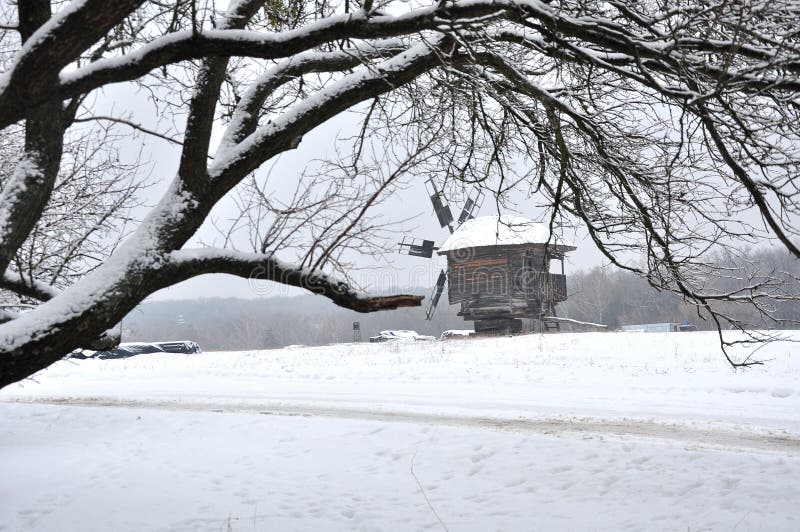 Old mill in winter stock image. Image of classical, mill - 23478865