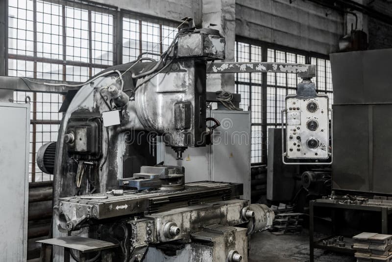 Old Milling Machine with Control Panel Equipment and Tools for Metal ...