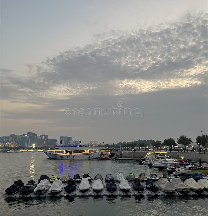 The Old Mina Port Area in Doha in the Evening Stock Image - Image of ...