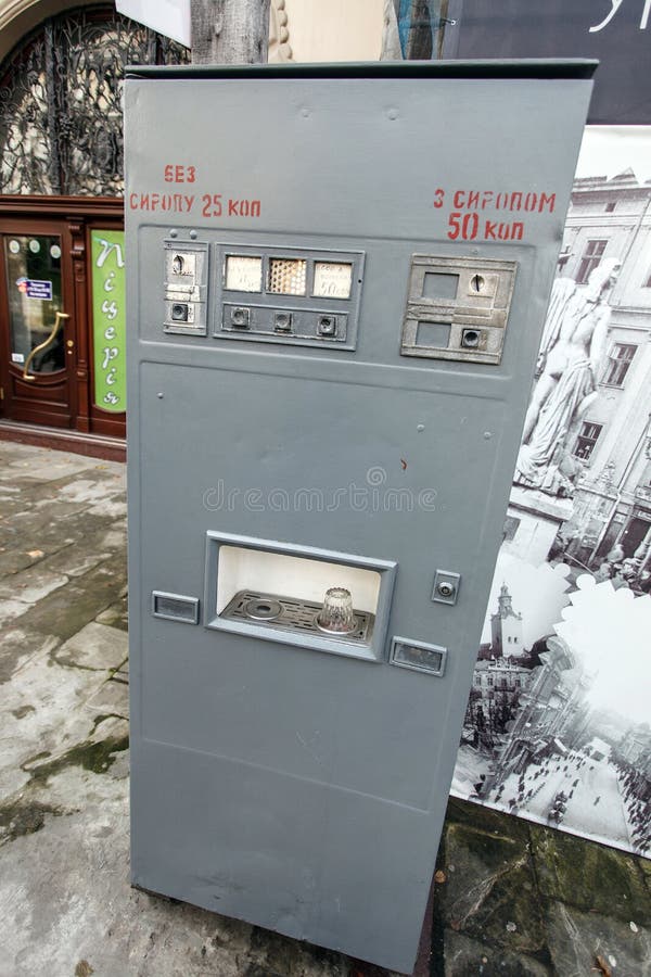 Old mineral water machine editorial photography. Image of soda - 76000897