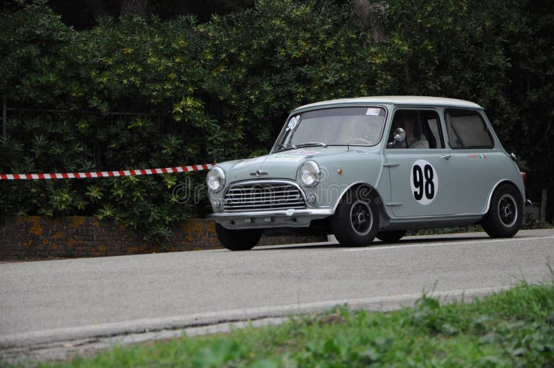 Old Mini Cooper Car Racing on the Road. Editorial Photography - Image ...