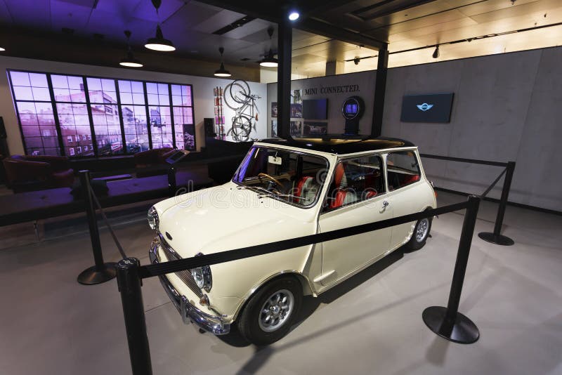 Old Mini Cooper in the Exibition Editorial Stock Photo - Image of sign ...