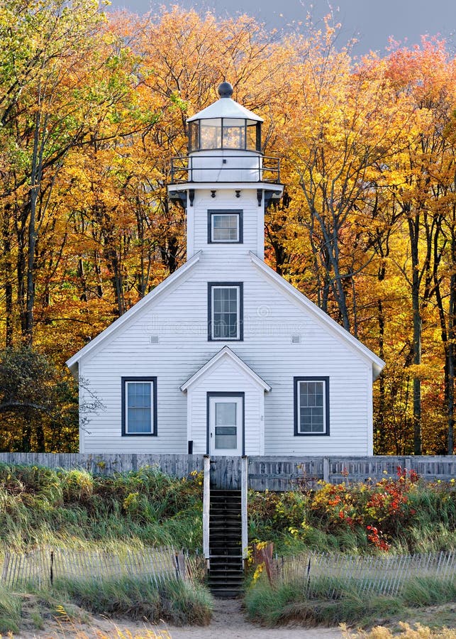 Old Mission Point Lighthouse Traverse City Stock Image - Image of ...