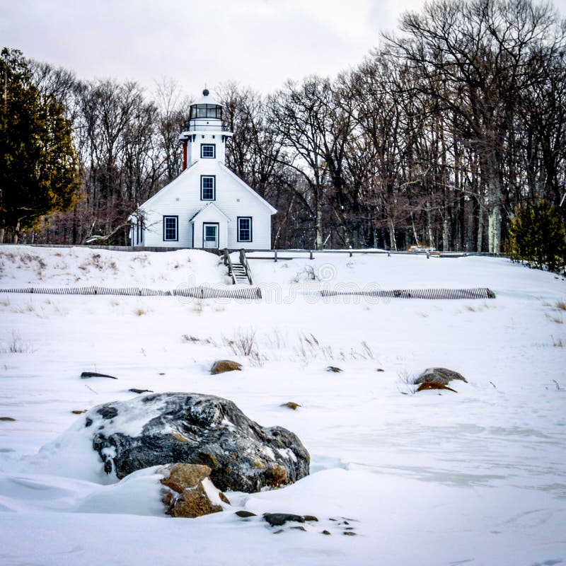 Old Mission Point Lighthouse Traverse City Stock Image - Image of ...