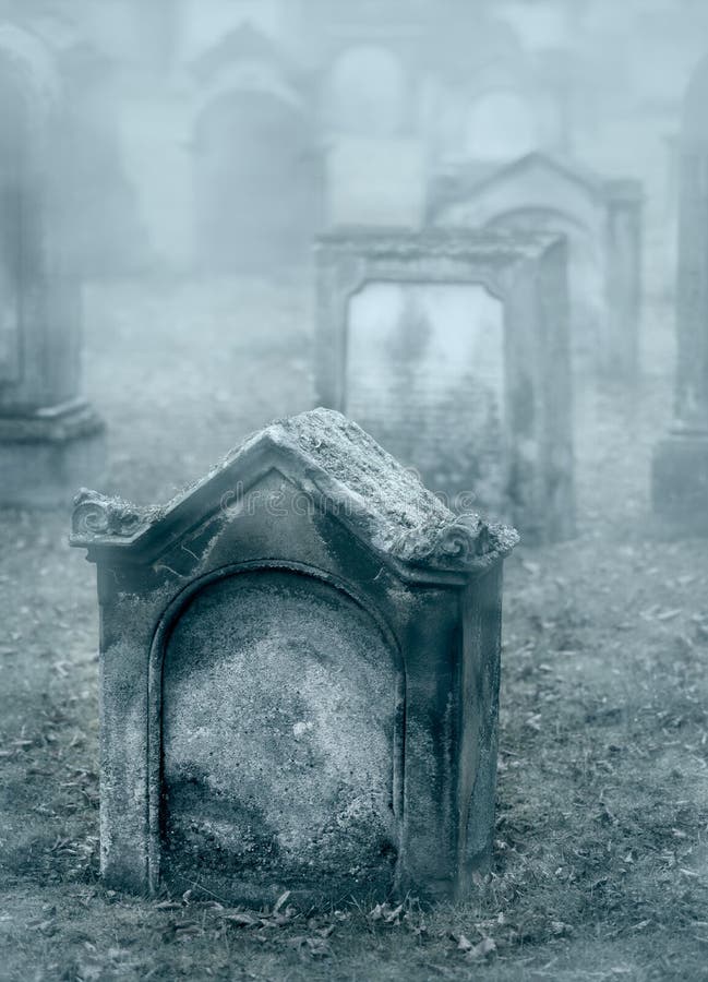 Old Misty Graveyard in Twilight Stock Image - Image of fall, ancient ...