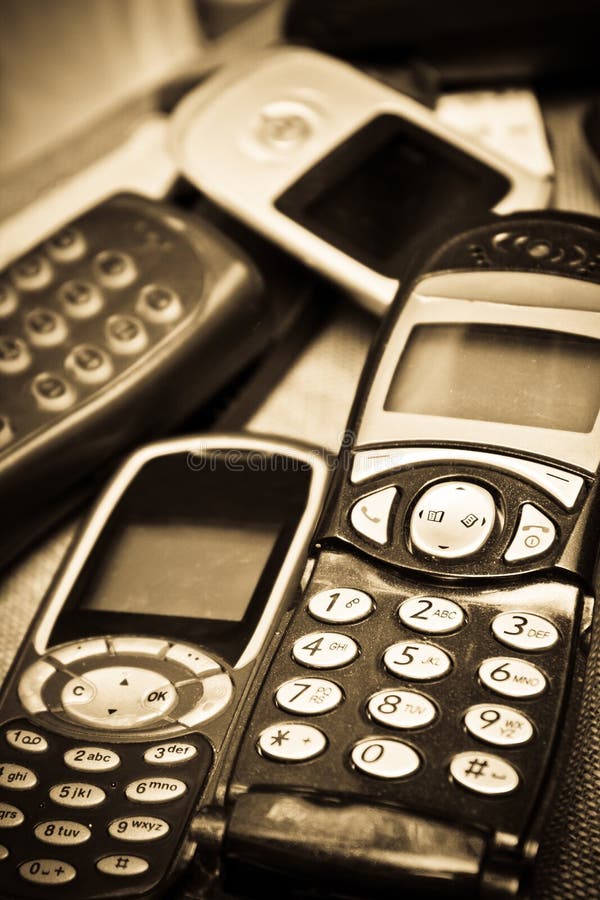 Old Mobile Phones - Retro II Stock Image - Image of equipment ...