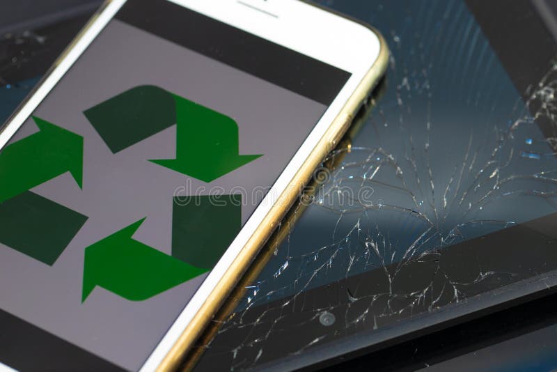 Old Mobile with Recycle Logo for Recycling Stock Image - Image of ...