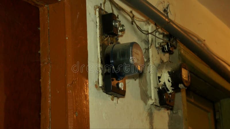 Old Model Electricity Meter Close-up Shot. Stock Video - Video of ...