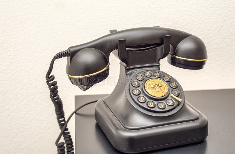 Old Model of Home Telephone Stock Image - Image of table, black: 88000091