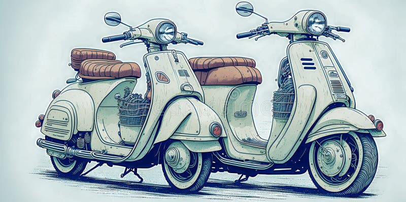 Old model motorized vespa stock illustration. Illustration of elegance ...