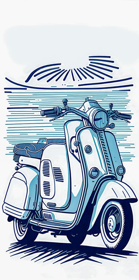 Old model motorized vespa stock illustration. Illustration of motorbike ...