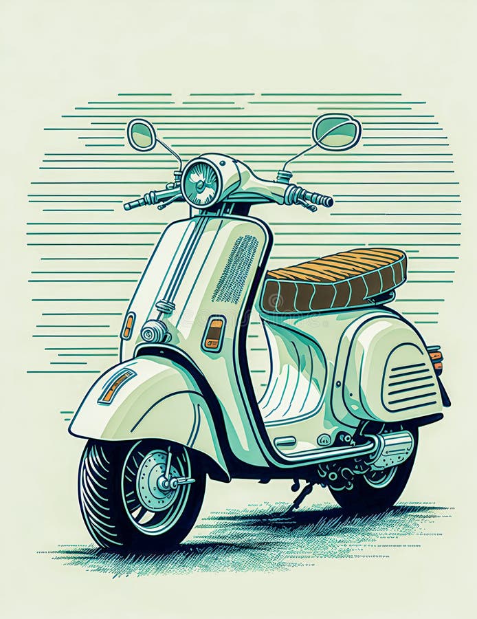 Old model motorized vespa stock illustration. Illustration of model ...